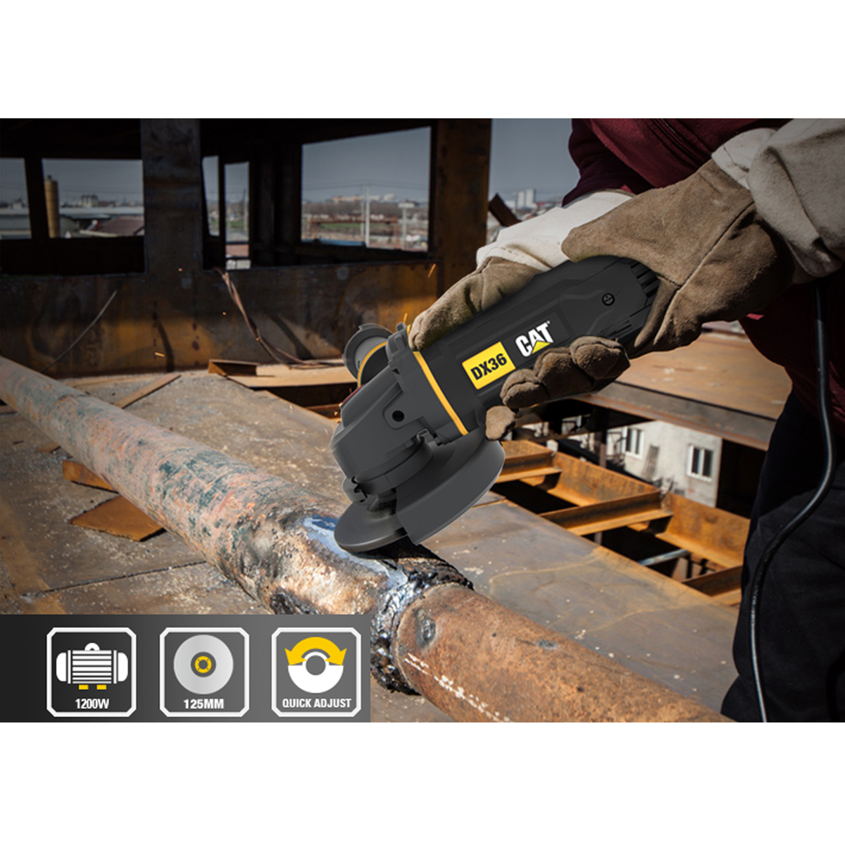 CAT ΓΩΝΙΑΚΟΣ ΤΡΟΧΟΣ 125ΜΜ 1200W DX36 – p tools